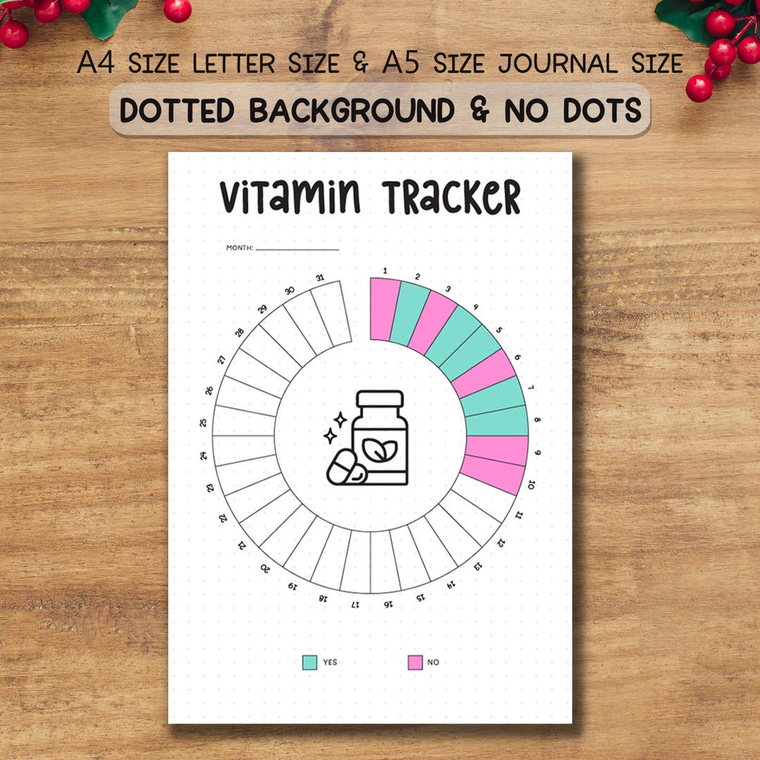 Vitamin Tracker Printable PDF | Daily Medication Log & Monthly Medicine ...