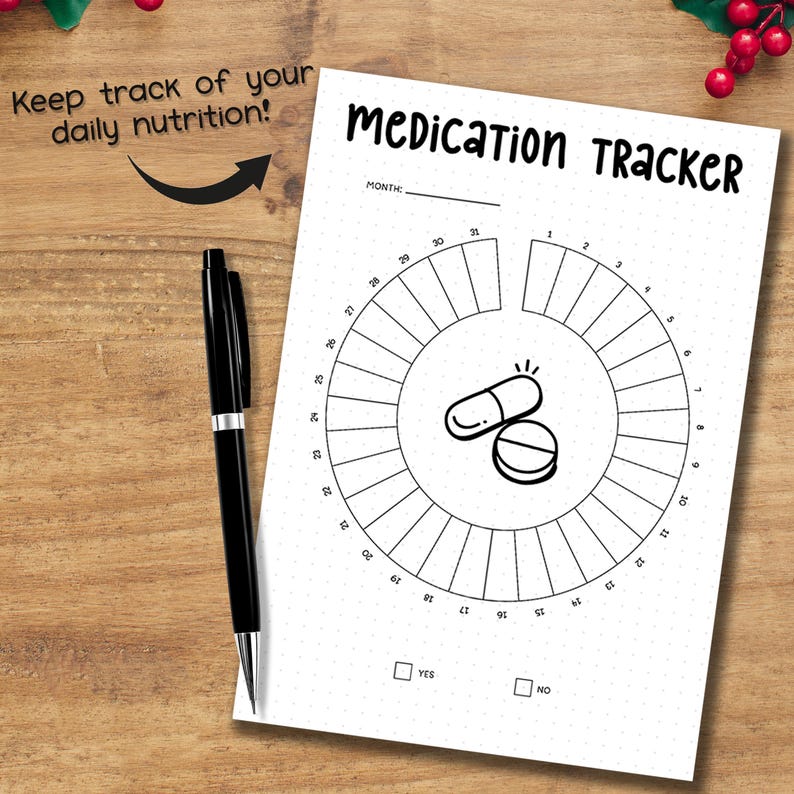 Medication Tracker Printable PDF | Monthly Medicine Log & Pill List ...