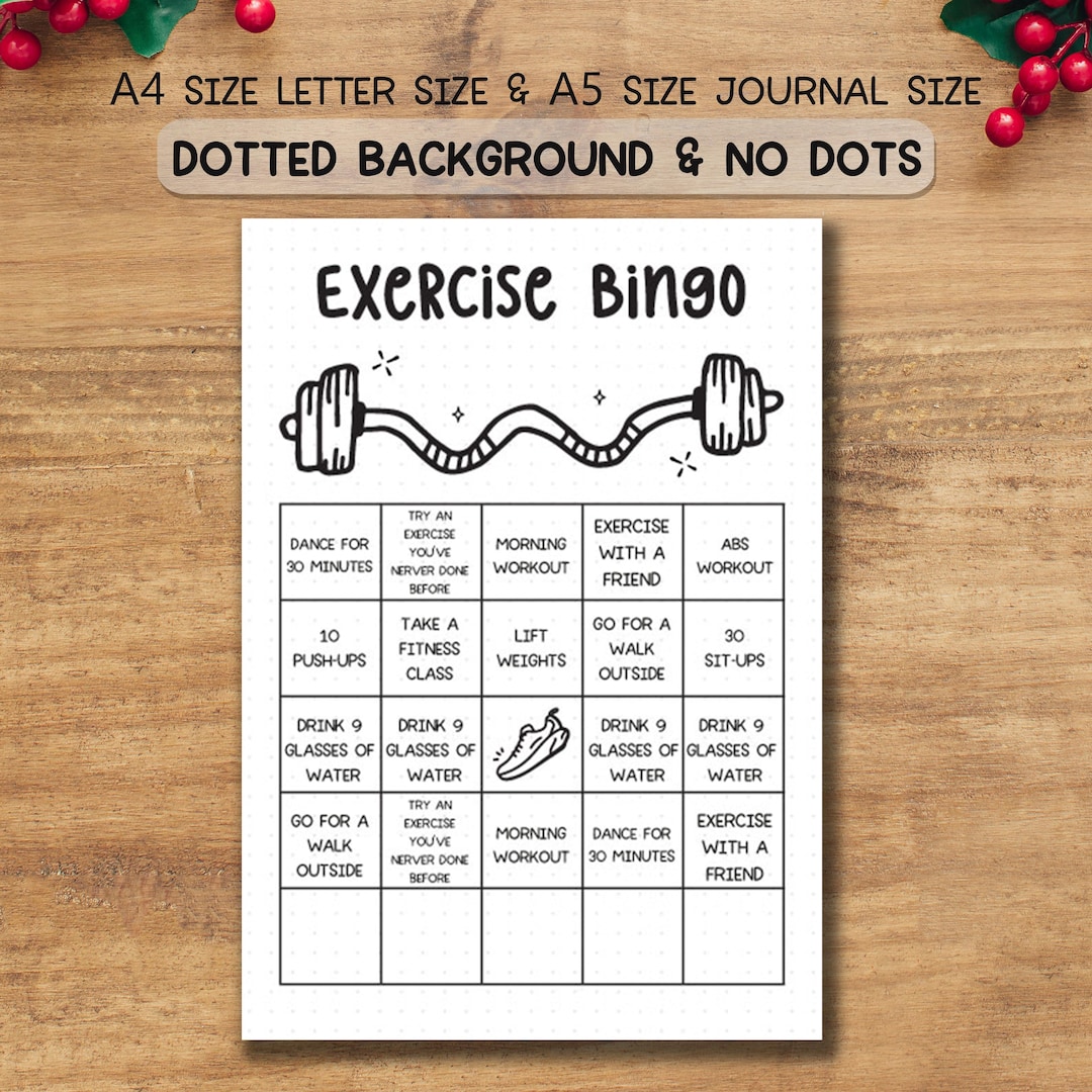 Exercise Bingo Game Printable PDF | Workout & Fitness Tracker | Gym ...