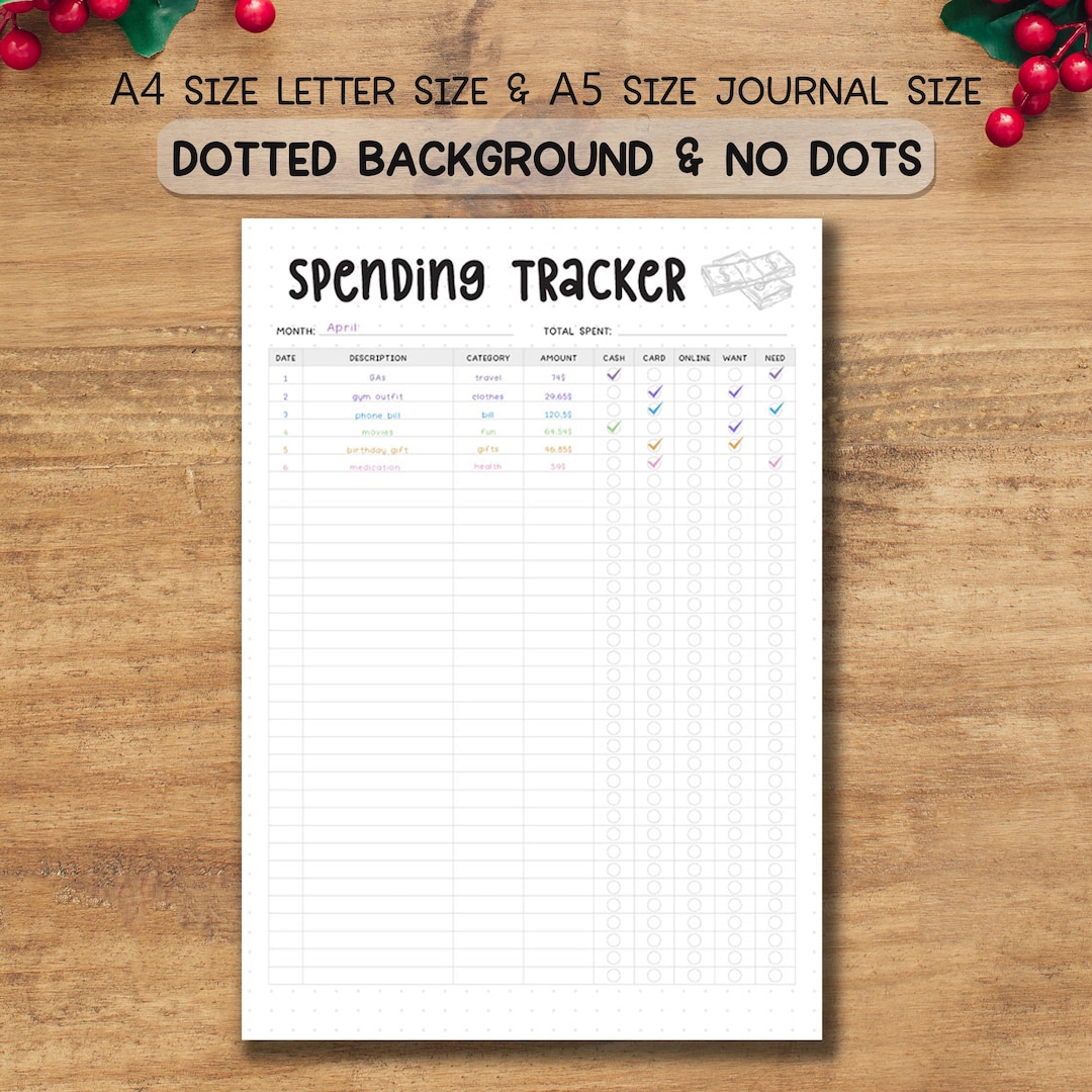 Spending Tracker Printable PDF | Expense Log & Budget Planner | Money ...