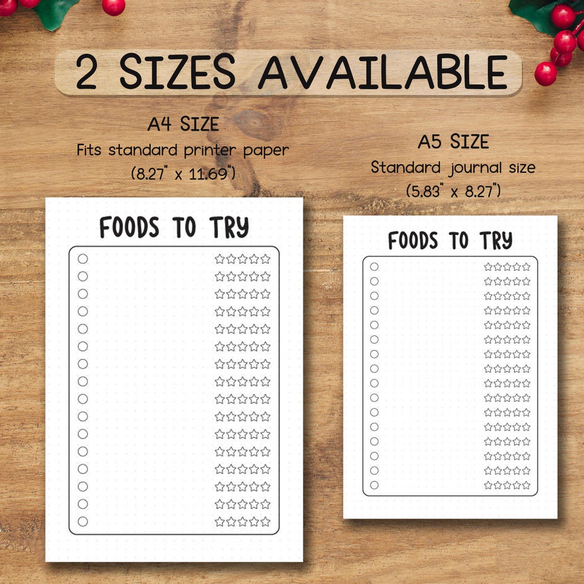 Foods to Try Tracker Printable | A4 A5 Dotted, Non-dotted Pages | Food ...