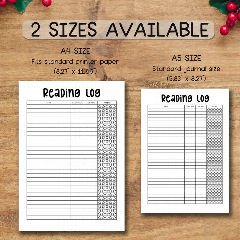 Reading Log Chart Printable PDF | Book Tracker & Habit Journal Page ...