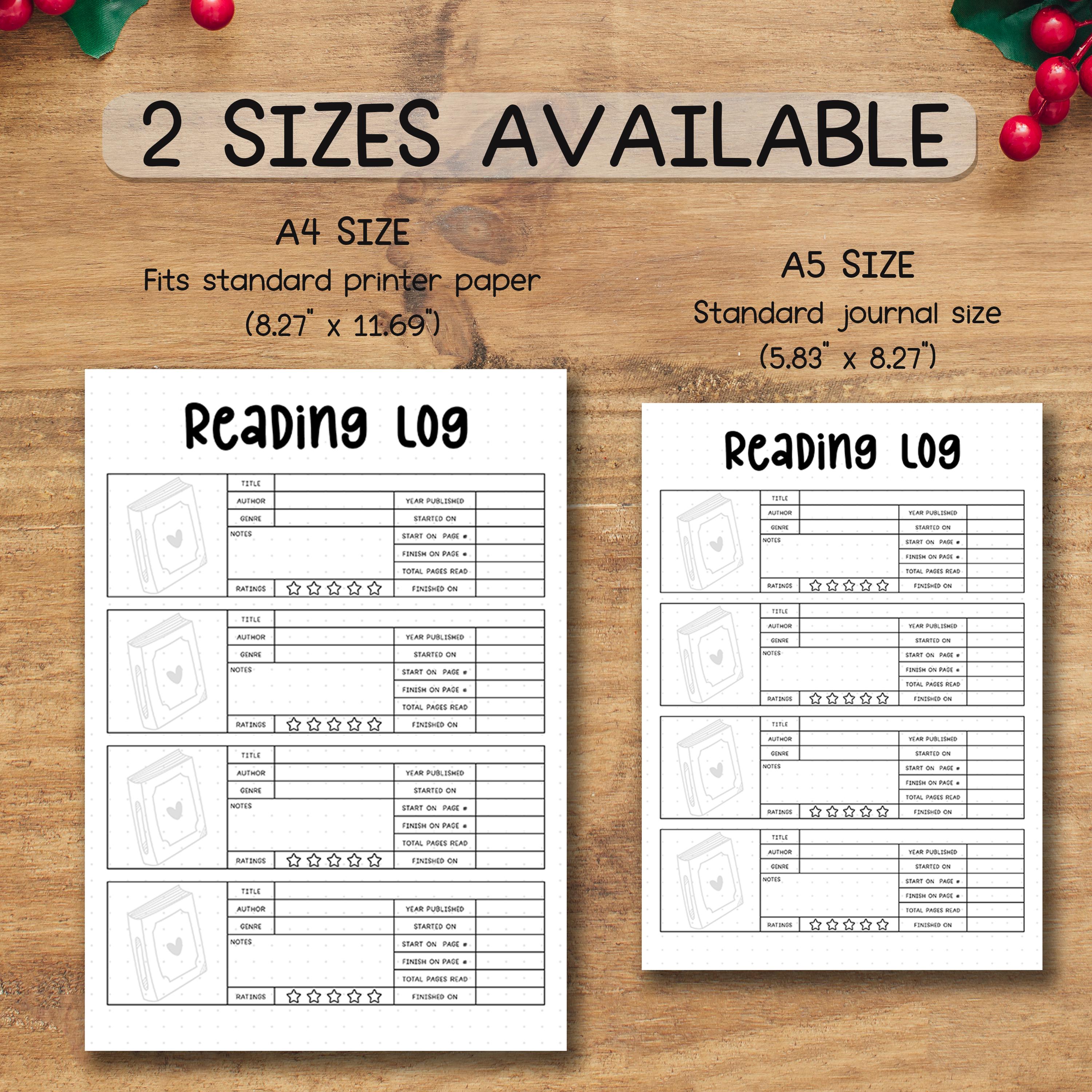 Reading Log Printable PDF | Book Tracker & Reading Habit Journal ...
