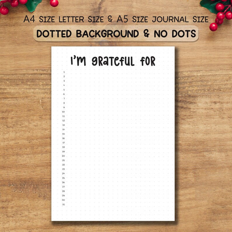 Gratitude Journal Printable PDF | A4 A5 Dotted & Non-dotted Pages ...