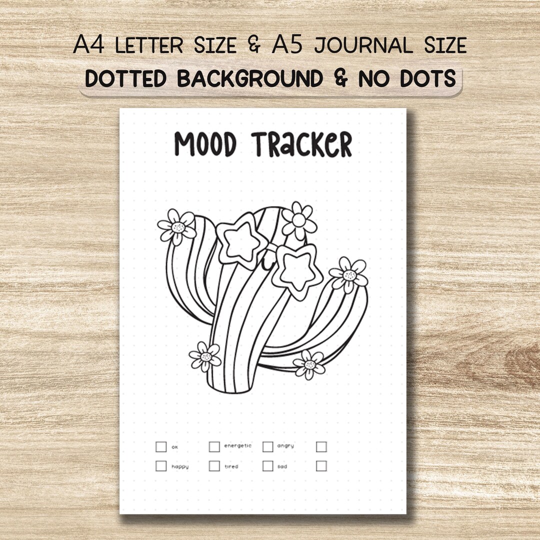 August Mood Tracker Printable PDF | A4/A5 Dotted, Non-dotted Pages ...