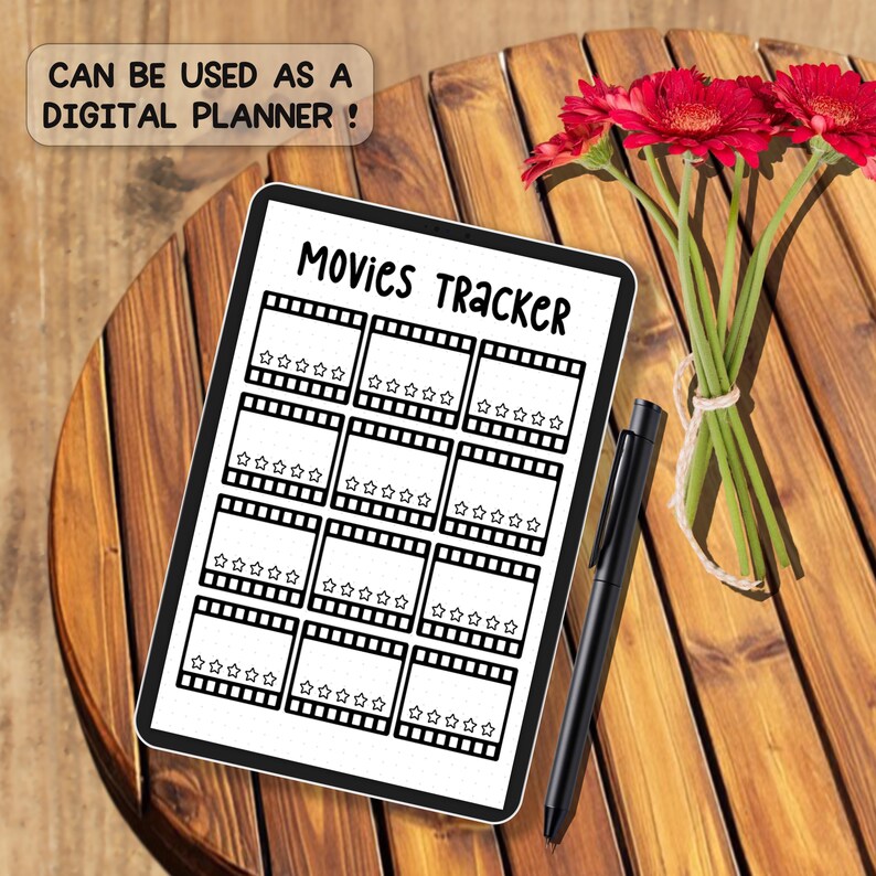 Movie Tracker Printable PDF, A4-A5 Journal Planner Page, Movie Log ...