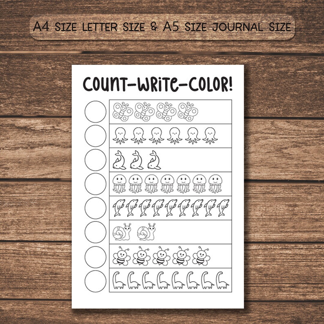 Count Write Color Worksheets Printable PDF | A4-A5 Preschool Math ...