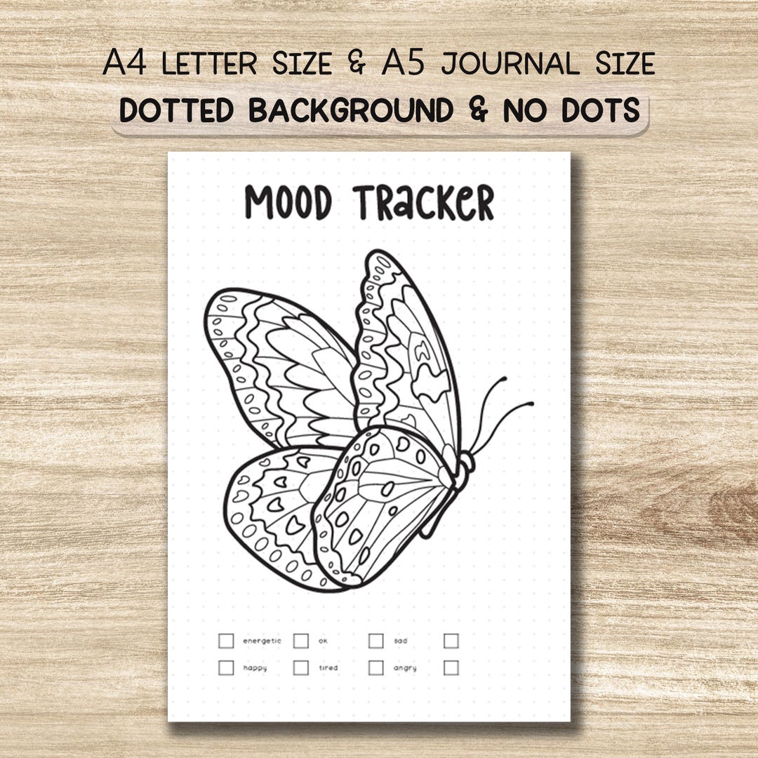 April Mood Tracker Printable | A4/A5 Dotted, Non-dotted Pages | Mental ...