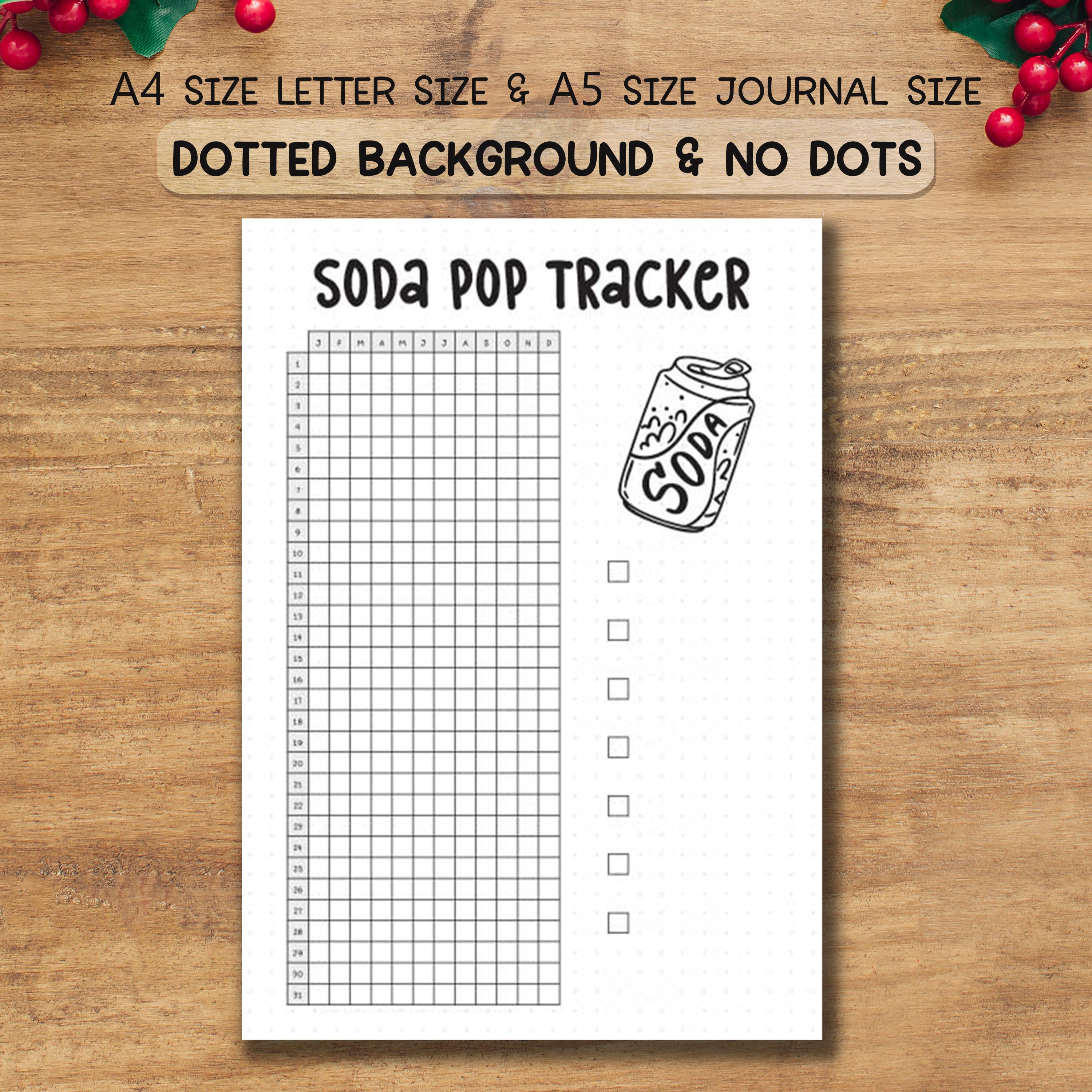 Soda Pop Tracker Printable Journal PDF | Yearly Habit Drink Log Dotted ...