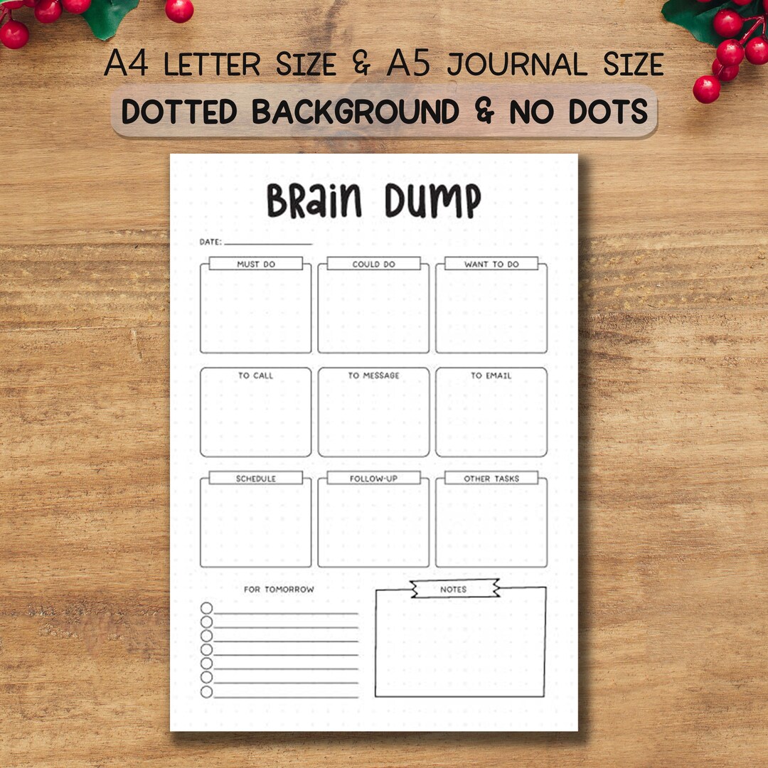 Brain Dump Planner Printable PDF | A4 A5 Dotted & Non-dotted Pages ...