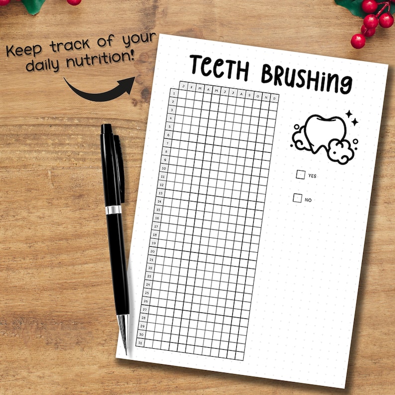 Teeth Brushing Tracker PDF for Kids | Dental Hygiene Routine Log & Oral ...