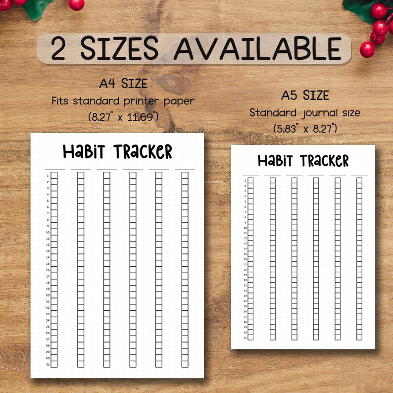 Habit Tracker Printable PDF | A4 A5 Monthly Habit Log | Productivity ...