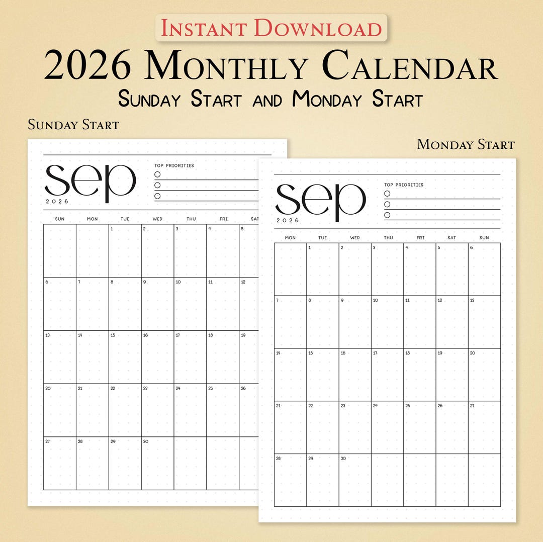 2026 Monthly Calendar Bundle Printable | A4/A5 Planner Pages | Sunday ...