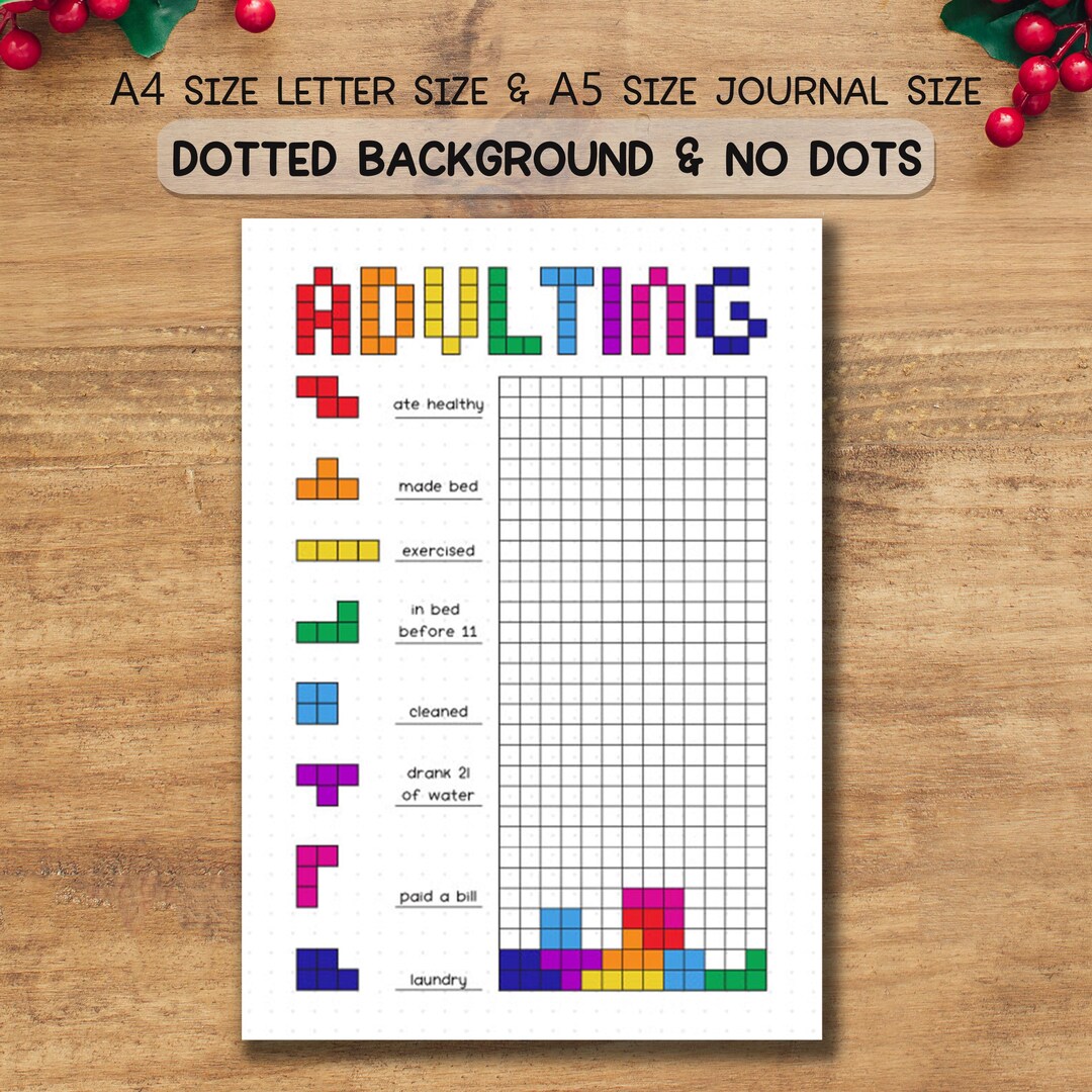 Adulting Tracker Printable: Funny Habit Log | Tetris Adulting & Chore ...