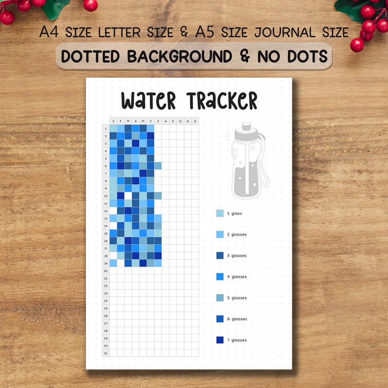 Water Tracker Printable PDF | Daily Hydration Log & Wellness Planner ...
