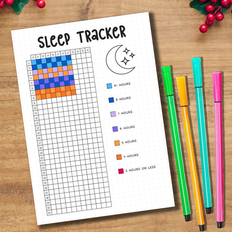 Printable Sleep Tracker PDF, Sleep Log for Bullet Journal, Sleep Habit ...