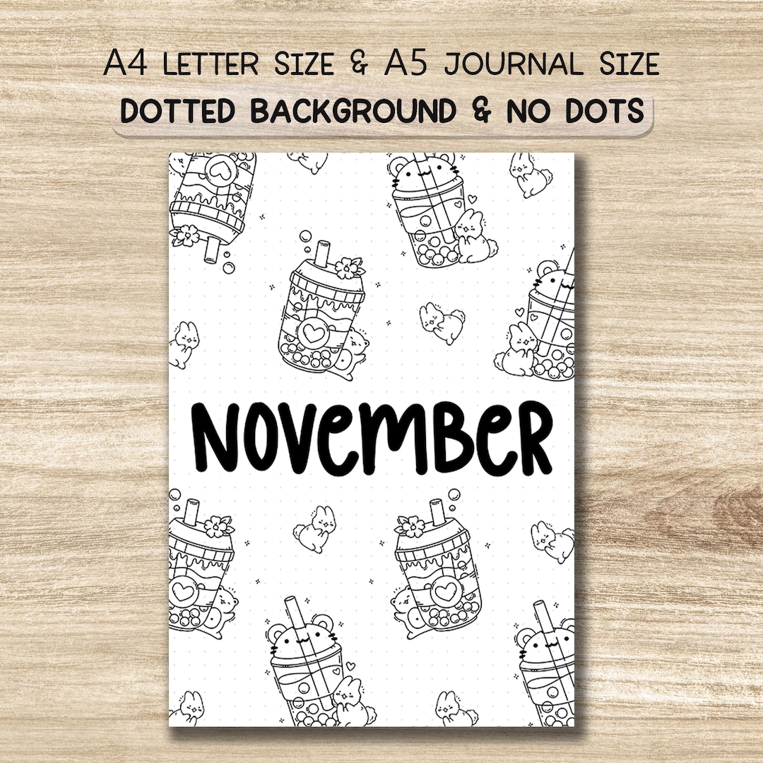 November Journal Cover Page Printable PDF | A4/A5 Dotted Monthly Title ...