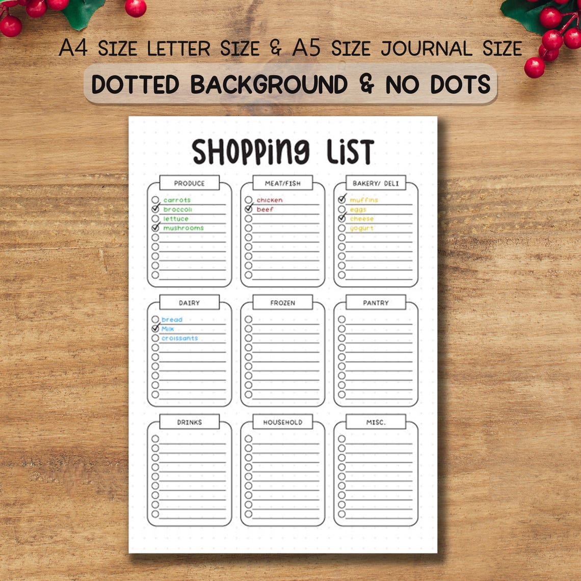 Shopping List Printable PDF | A4 A5 Grocery List Organizer | Weekly ...