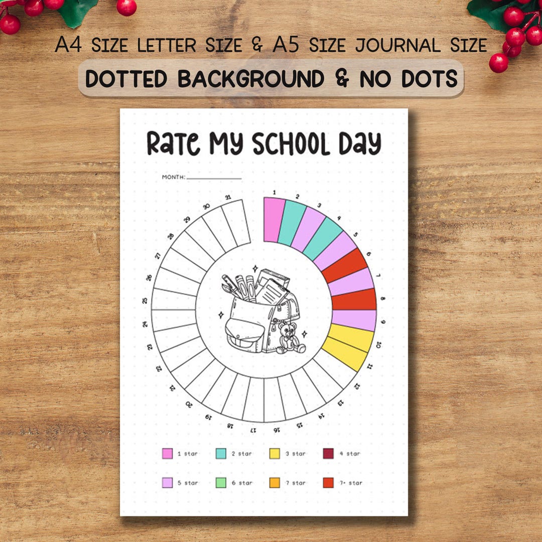 Rate My School Tracker Printable, Daily School Rating Sheet for Kids ...