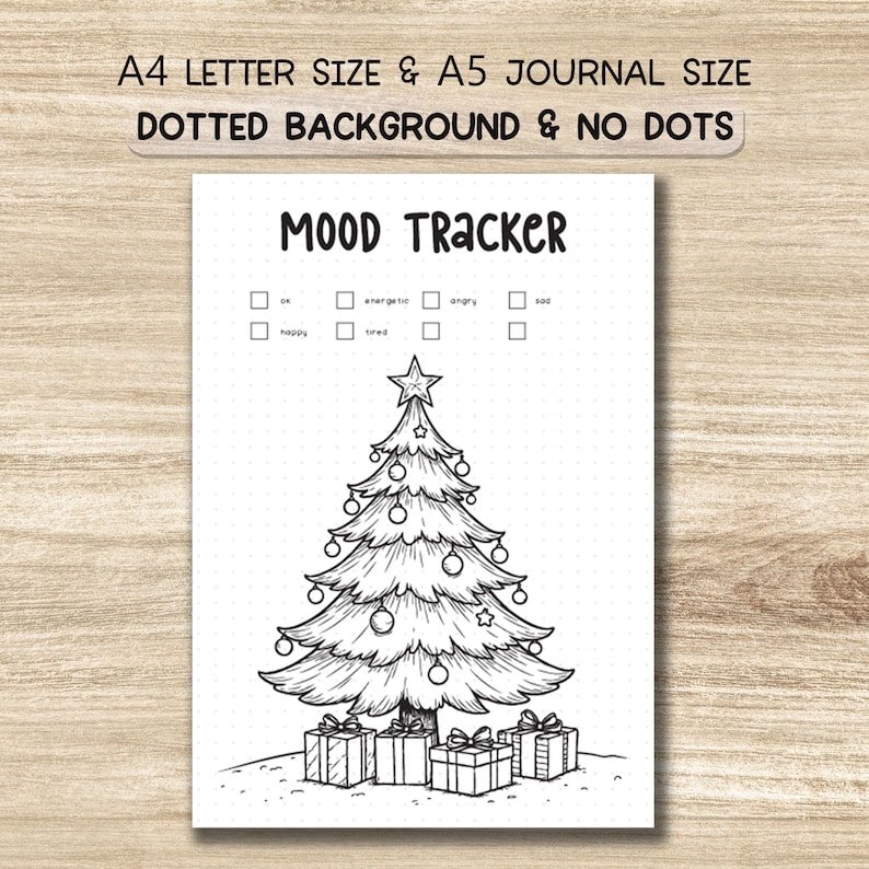 December Mood Tracker Printable PDF | A4/A5 Dotted, Non-dotted Pages ...