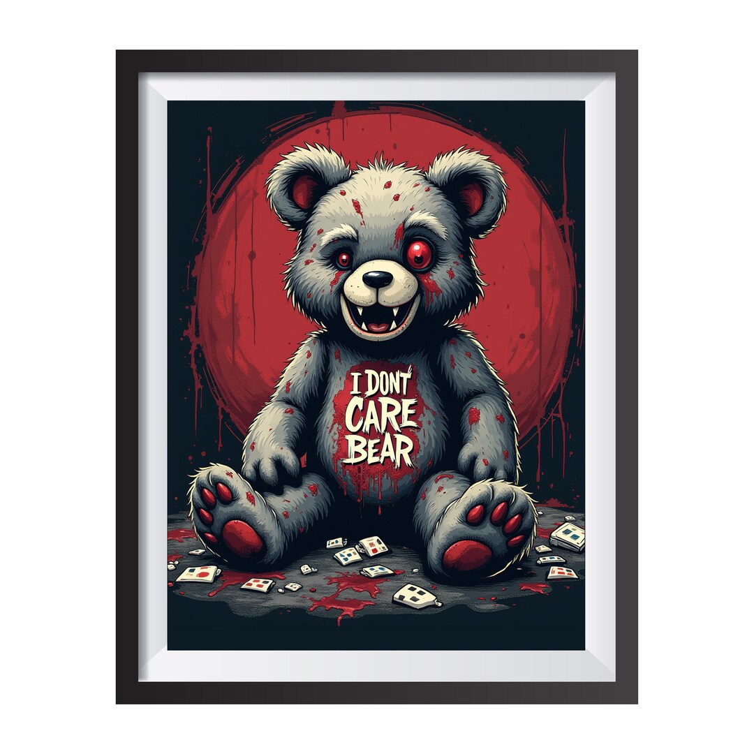 Creepy Teddy Bear A4 Print – Rotten Zombie Bear Poster, Dark Humor Wall ...