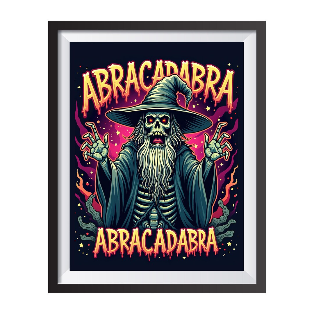 Abracadabra Zombie Wizard A4 Poster Print Gothic Magic Wall Art Funky ...