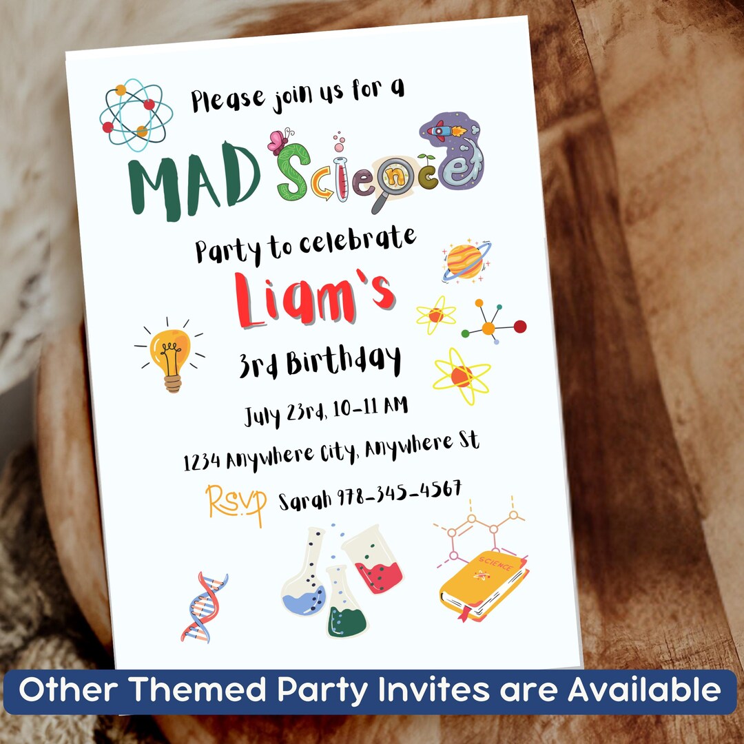 Mad Science Birthday Party Invitation, Done for You Mad Scientist ...