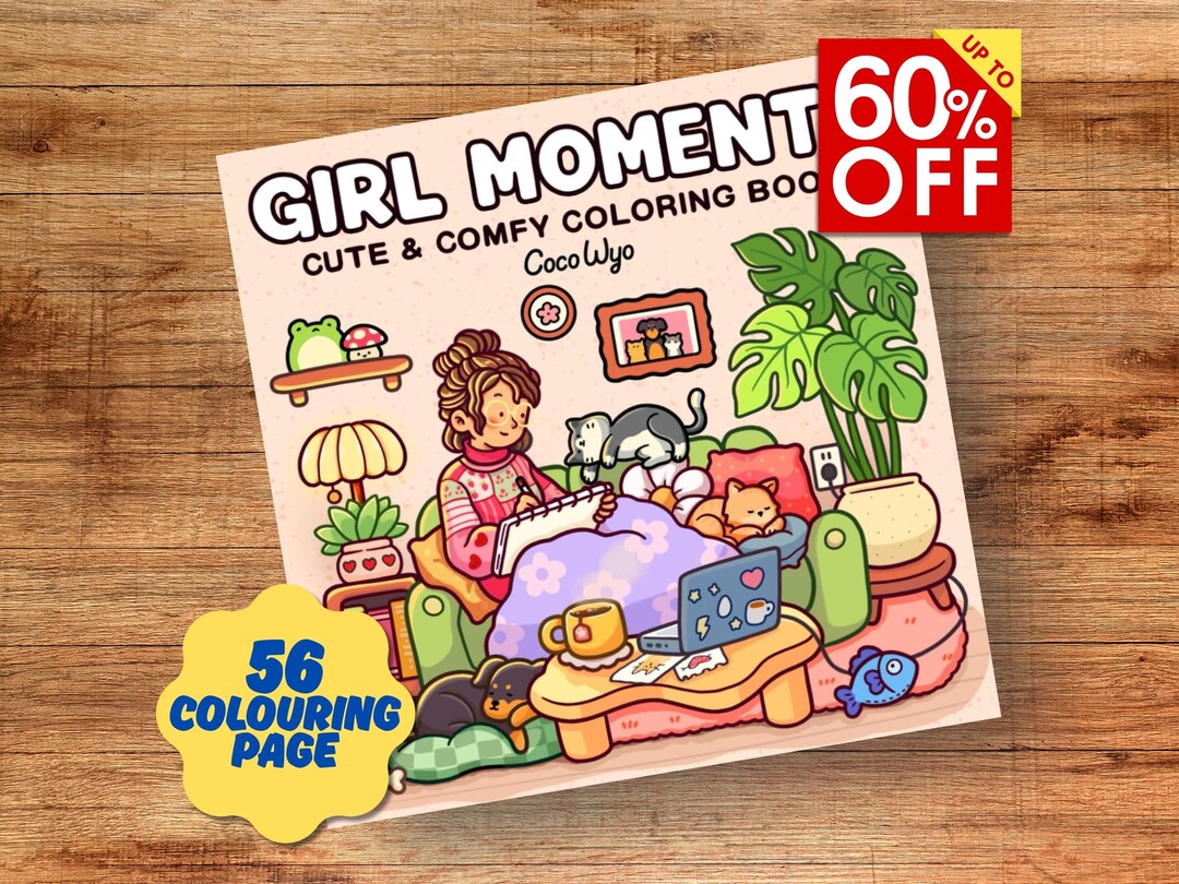Girl Moments Coloring Pages – Cute Cozy Daily Activities for Relaxation ...