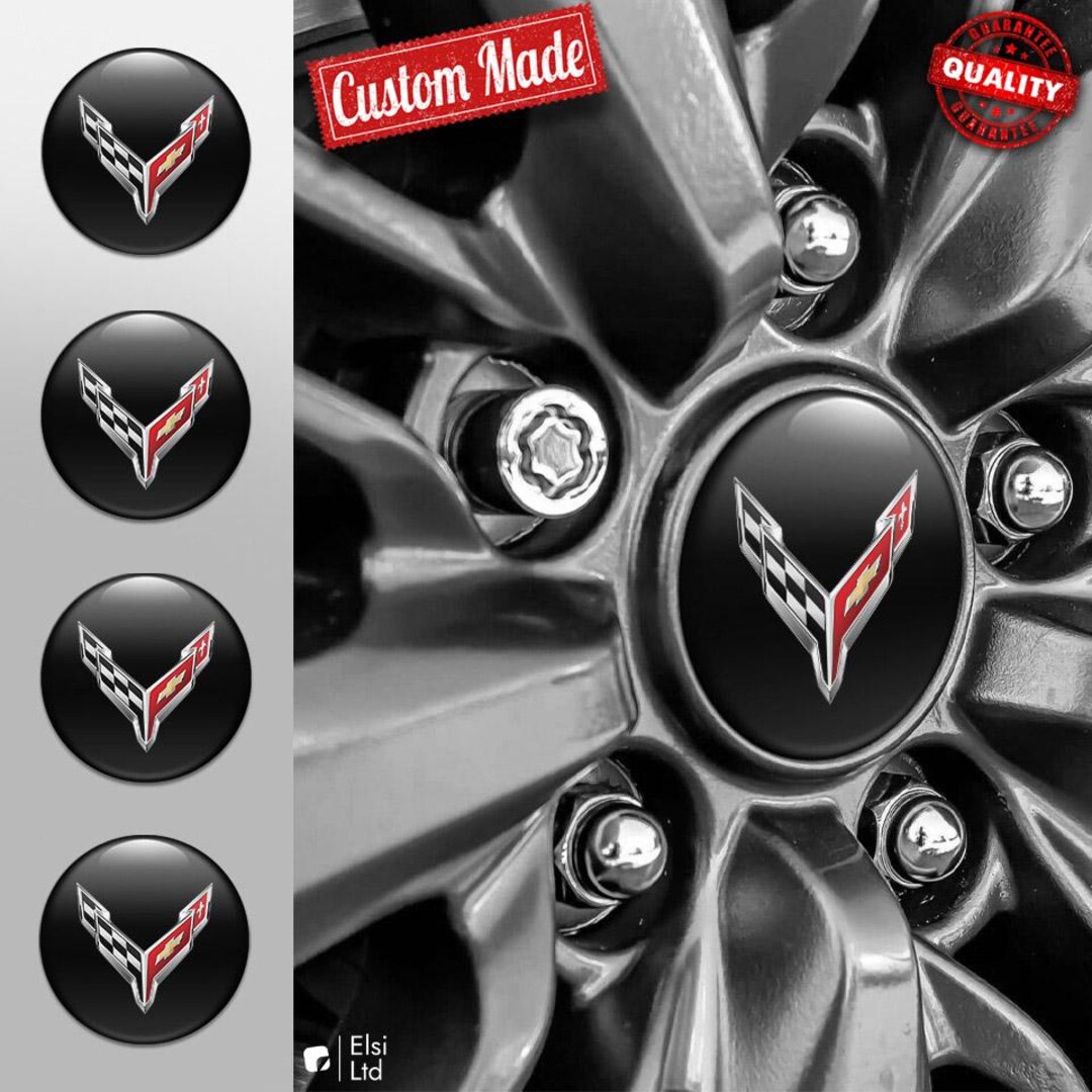 Corvette C8 Decals | 4pcs Set Wheel Cap Stickers | Custom Made Rim ...