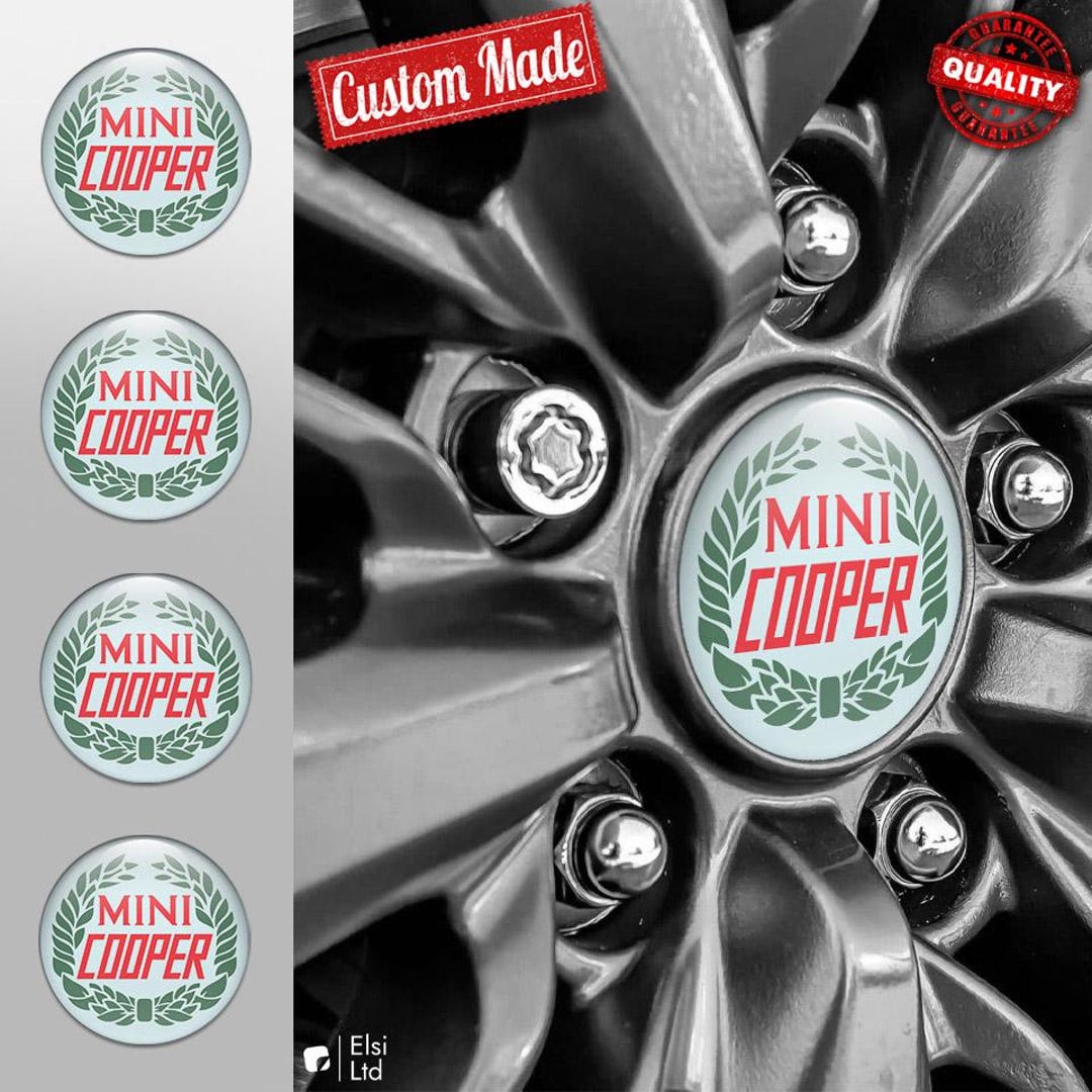 MINI Cooper Decals 4pcs Set Wheel Cap Stickers Custom Made Rim Emblems ...