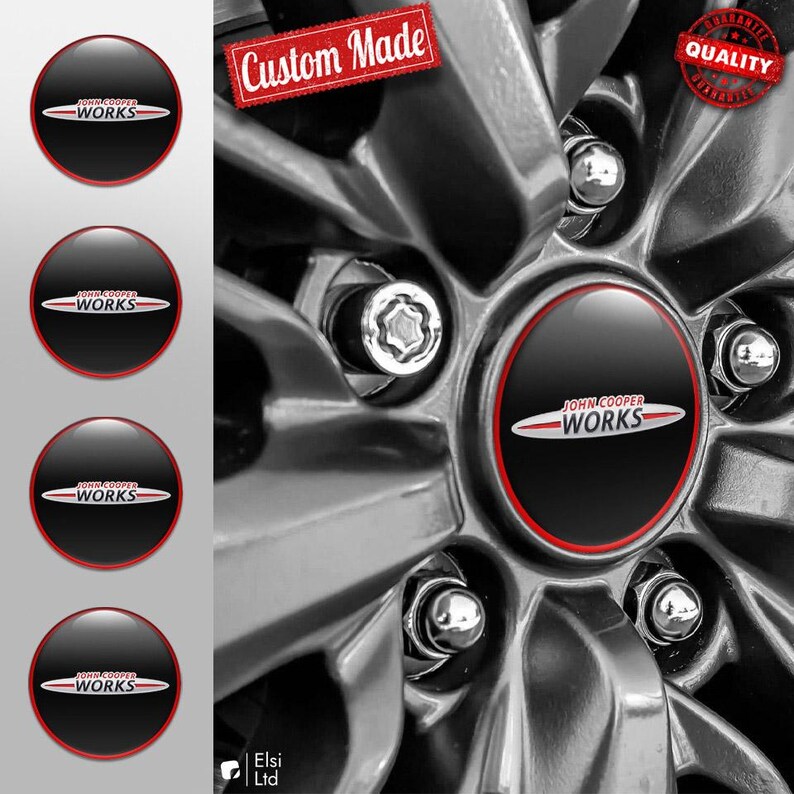 MINI John Cooper Works Decals 4pcs Set Wheel Cap Stickers Custom Made ...