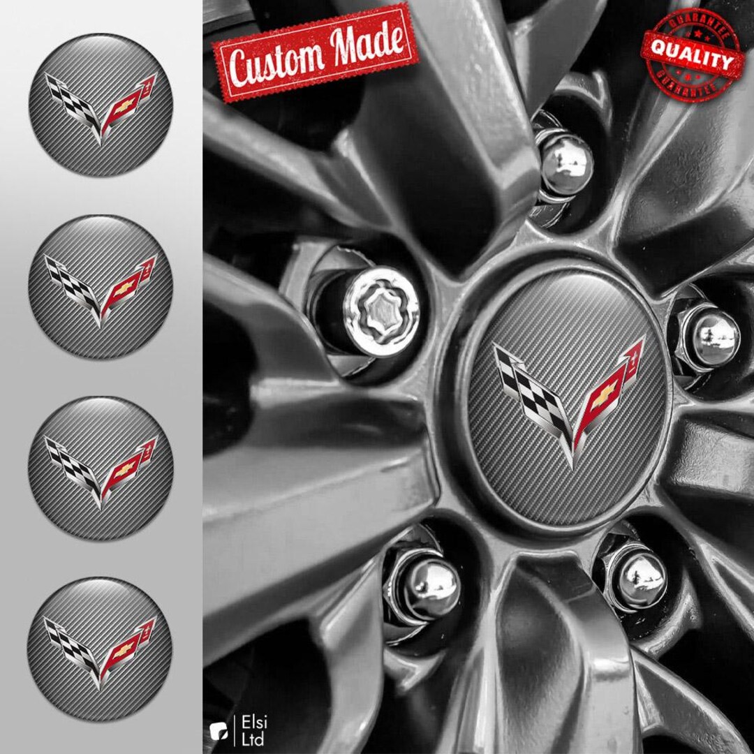 Corvette C7 Decals | 4pcs Set Wheel Cap Stickers | Custom Made Rim ...