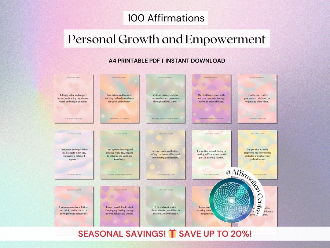 100 Positive Affirmation Cards Printable - Empowering Daily ...