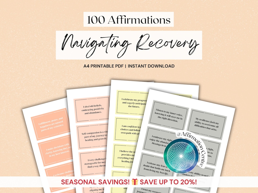 100 Addiction Recovery Affirmation Cards Printable Daily Affirmations ...