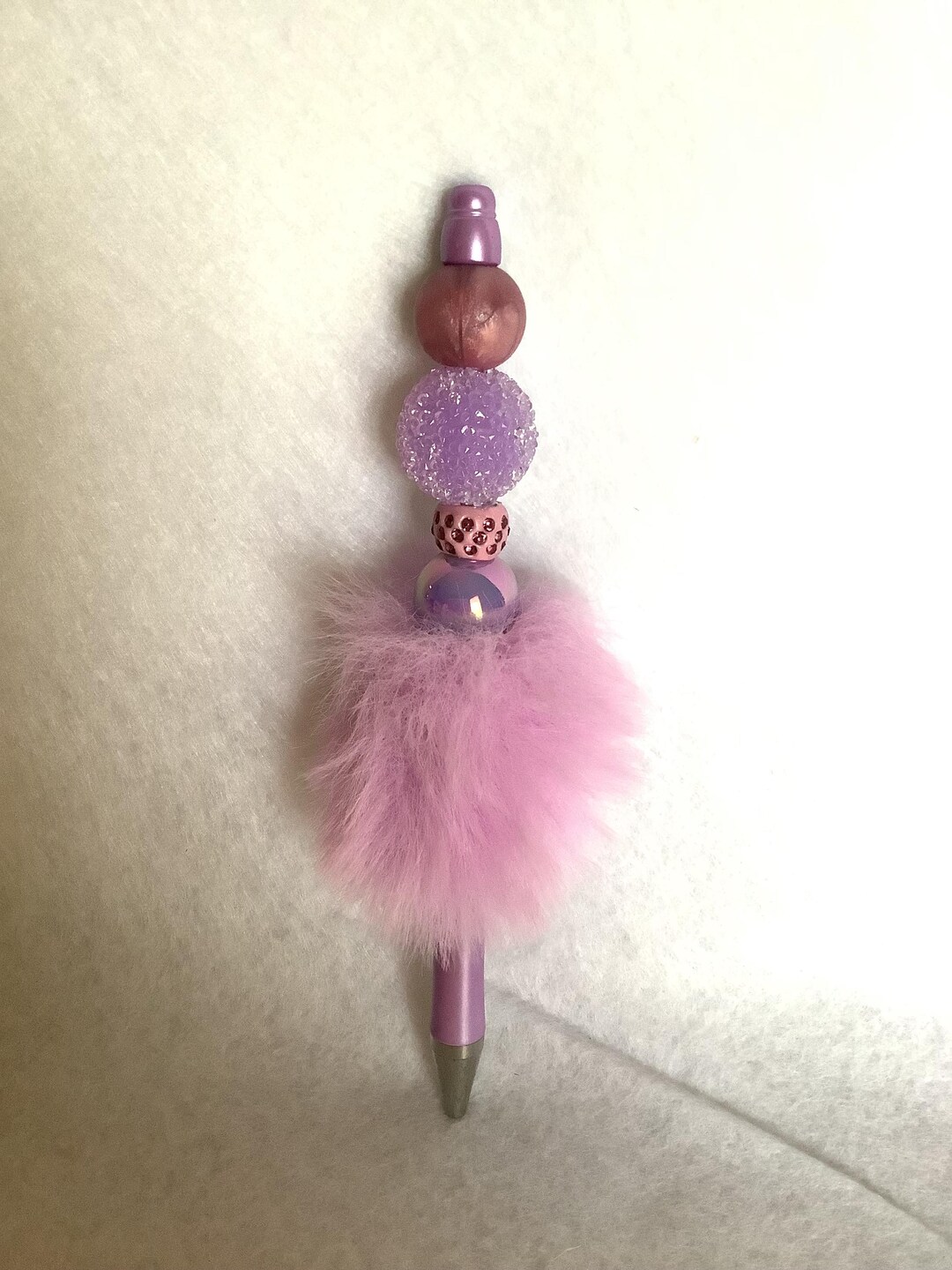 Lavender Fuzzy Beaded Pen - Etsy