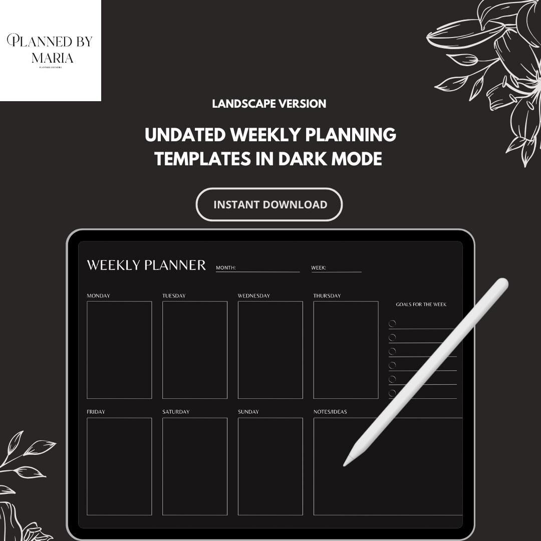 Dark Mode Digital Planner | Night Mode Daily Journal | Goodnotes ...