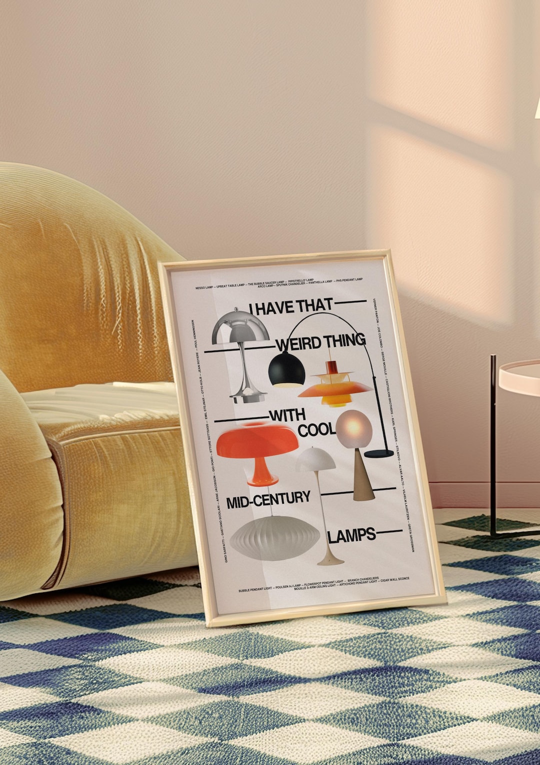 Mid-century Modern Lamps Poster: Bauhaus Design, Iconic Retro Lamps ...