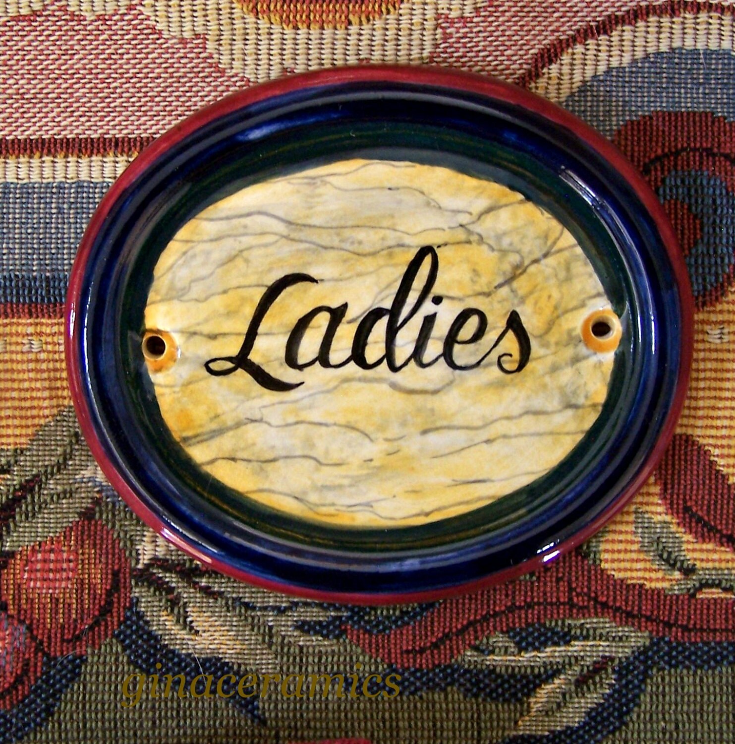 Ceramic Hand Painted Majolica Bathroom Door Sign - Etsy
