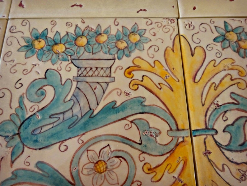 Hand Painted Ceramic Tile Mural - Etsy