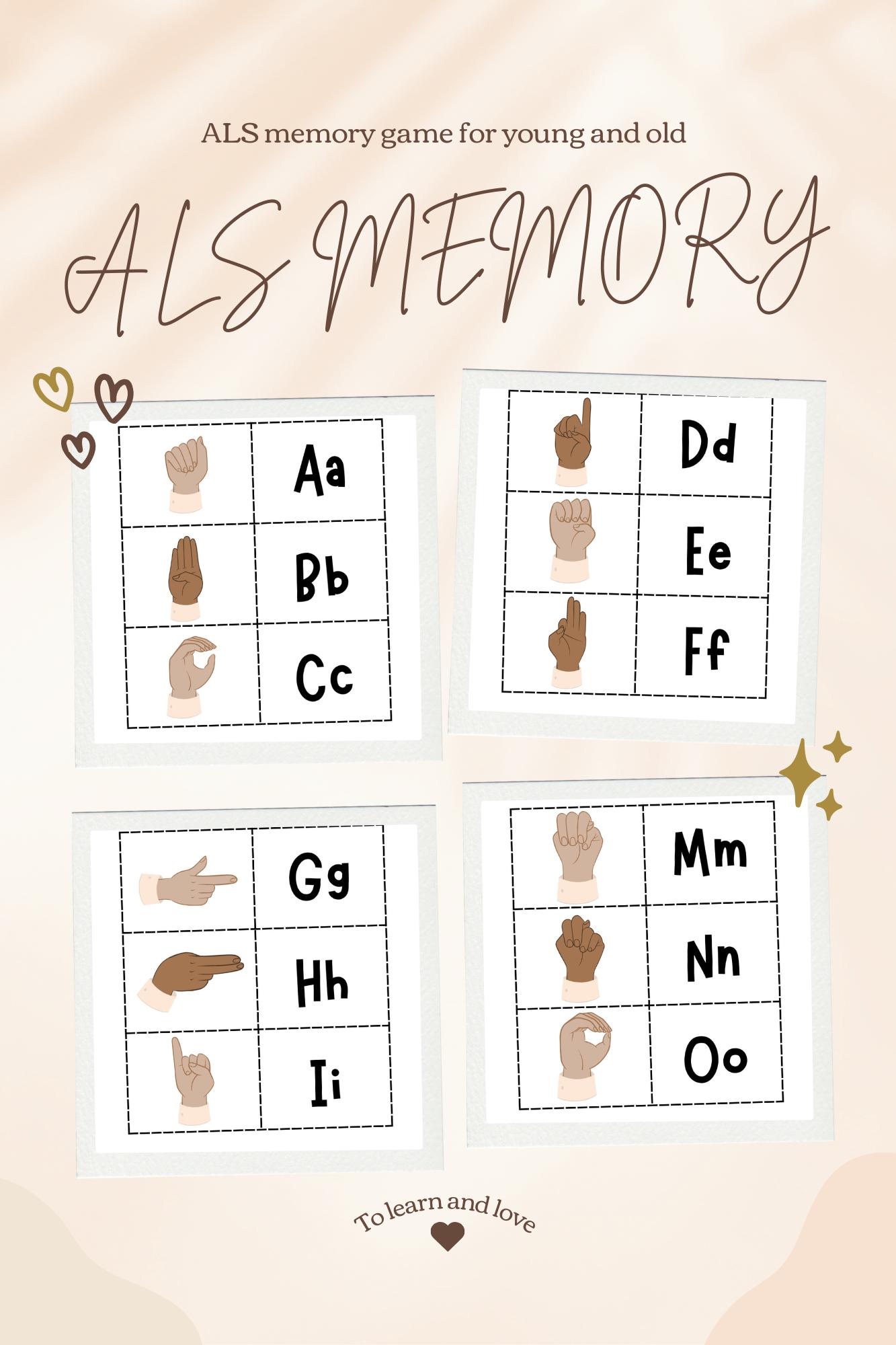 Printable ASL Memory Game – Learn the Alphabet in Sign Language Through ...