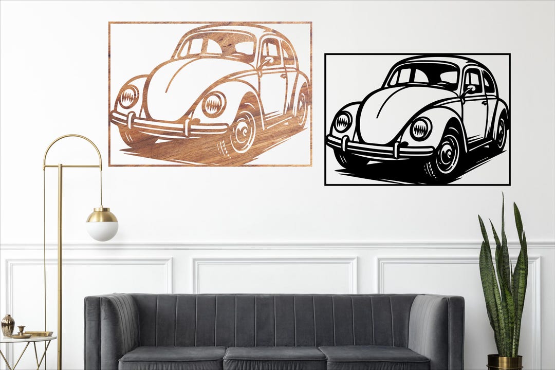 Vintage Beetle Laser Cut File | Framed Classic VW Beetle Wall Art ...