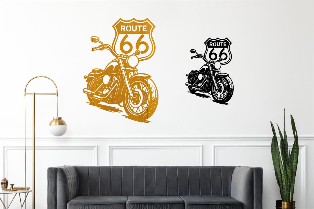 Harley Motorcycle Route 66 – Laser Cut File | Biker Silhouette Design ...
