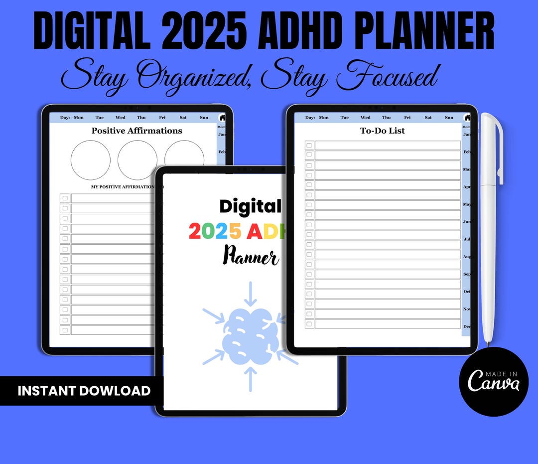 ADHD Digital Planner | 2025 Digital Planner, ADHD Planner, Goodnotes ...