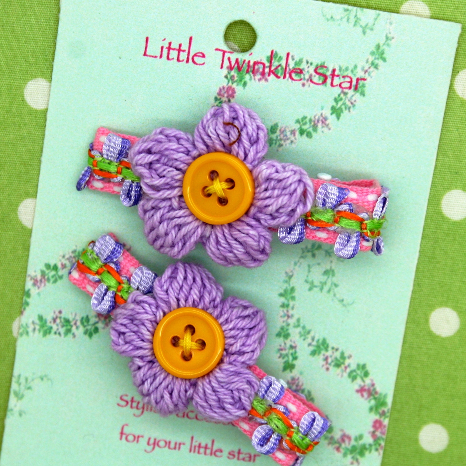 A Pair of Crochet Flower Clips - Etsy
