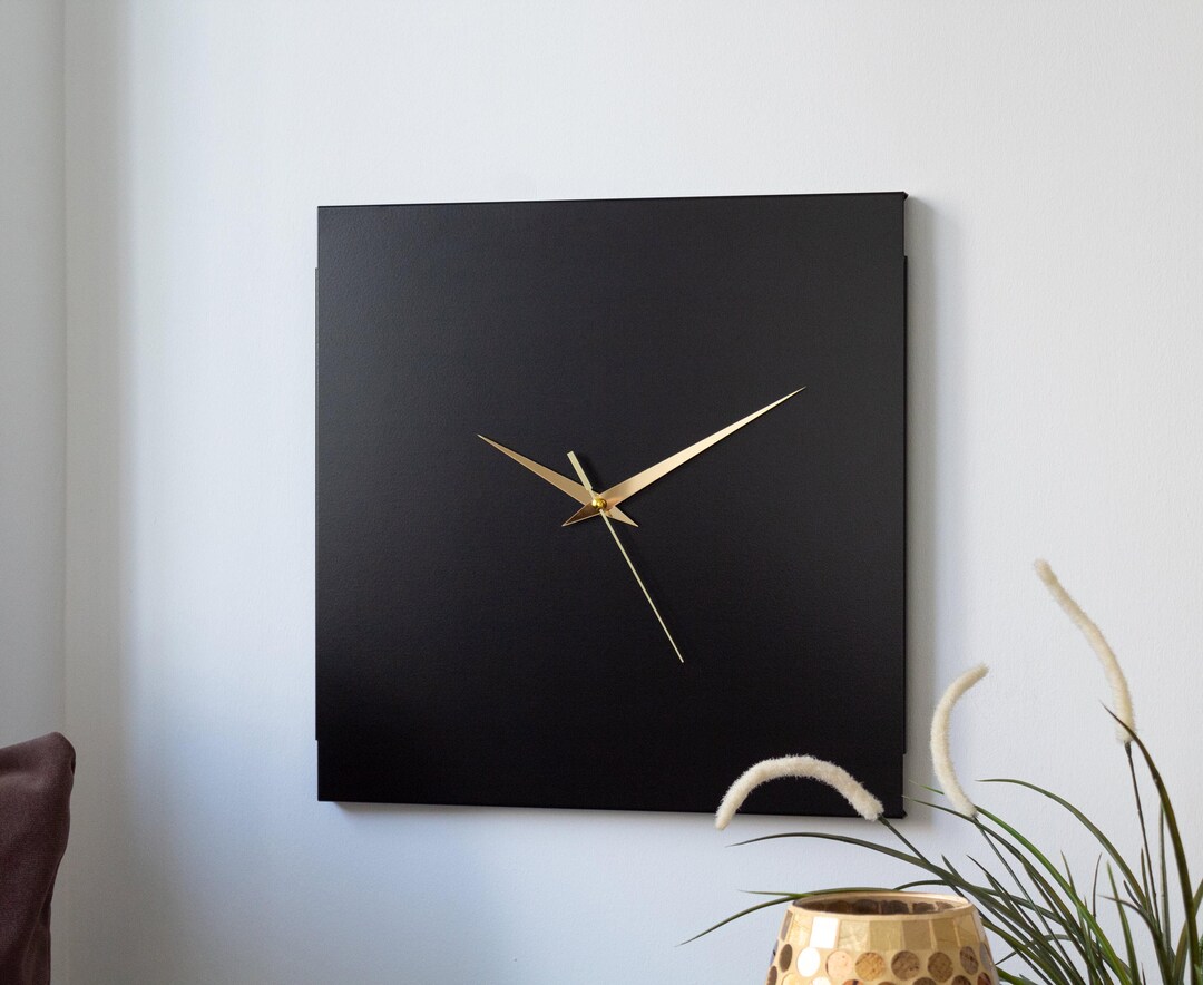Unique Large Modern Wall Clock, Black Square Metal Wall Clock for ...