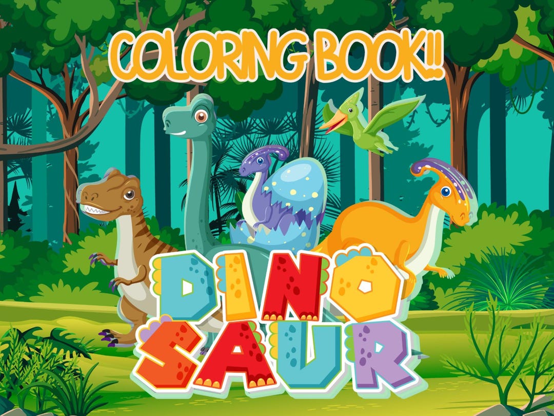 Printable Dinosaur Coloring Book for Kids Fun Downloadable Activity for ...
