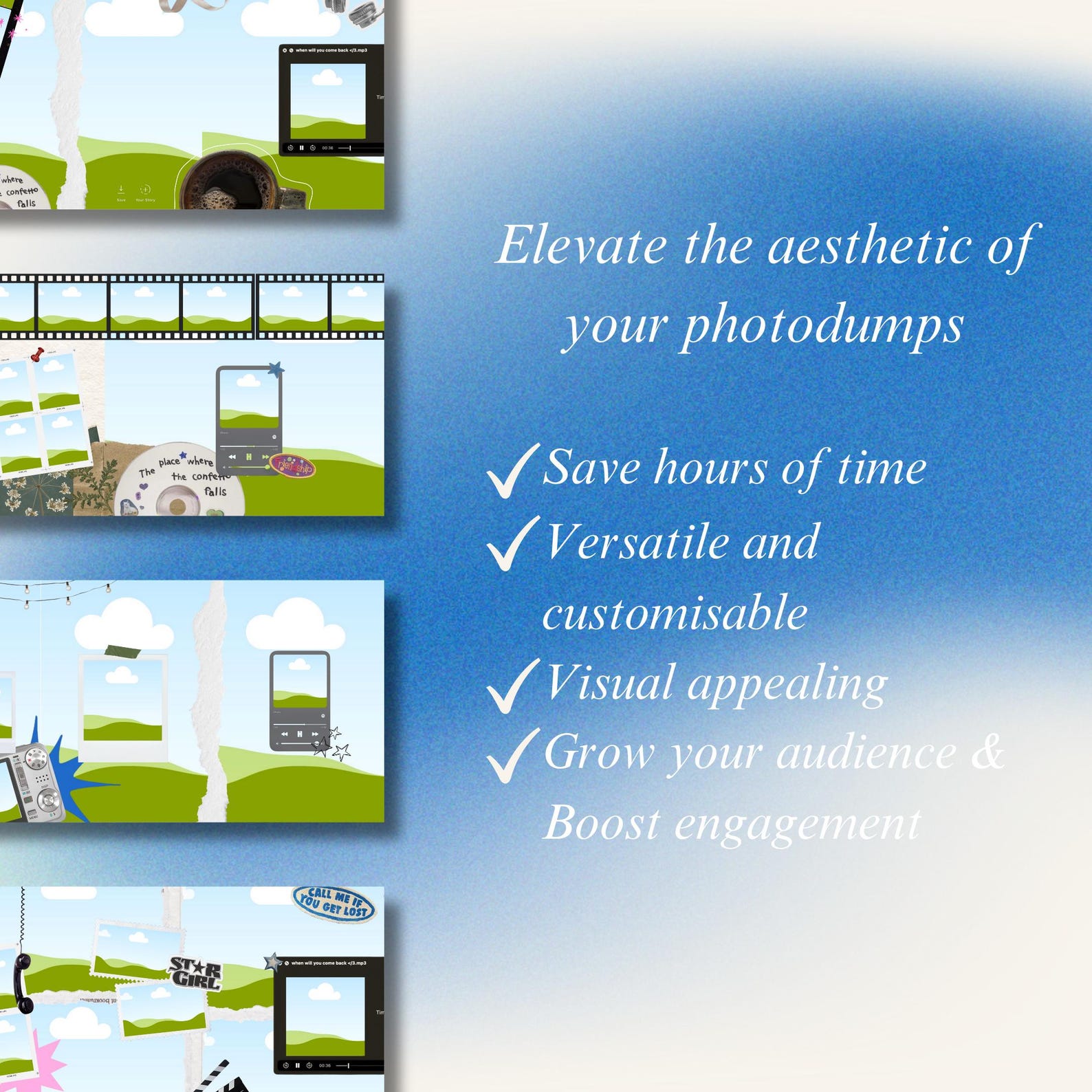 Instagram Carousel Template: Photo Dump Canva Social Media (digital ...