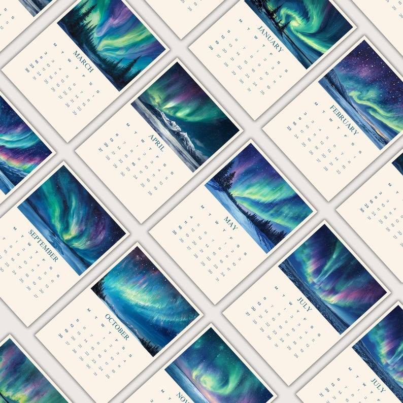 2026 Aurora Borealis Calendar | Nordic Watercolor Art (PDF) - Etsy