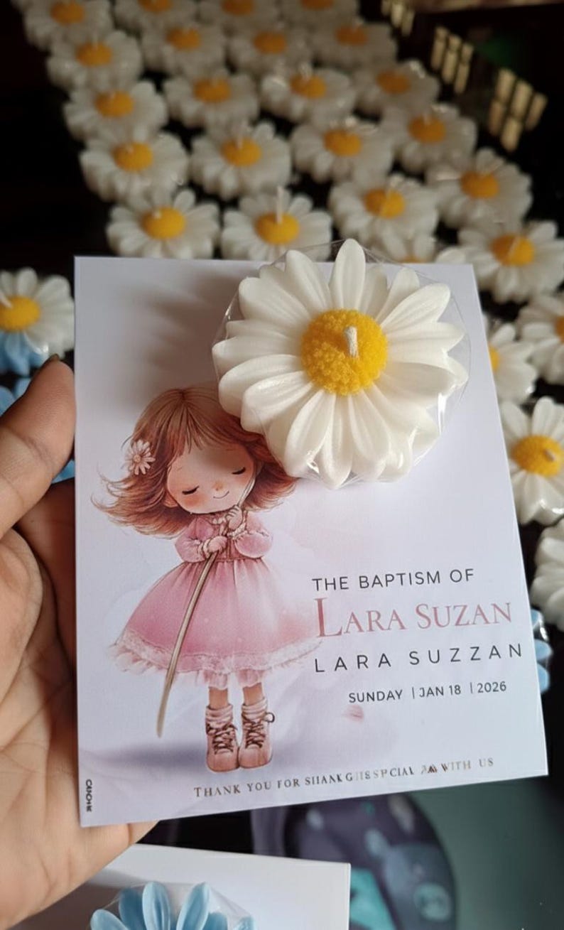 Personalized Daisy Flower Candle, Boho Wedding Favor, Soy Wax Bridal ...