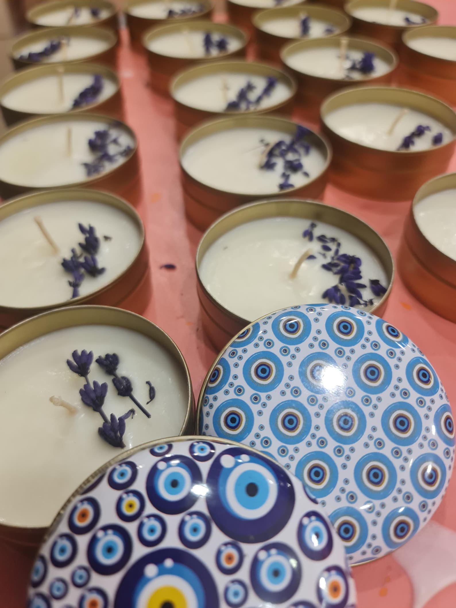 Personalized Evil Eye Candle Tin Favors, Wedding, Baptism, Baby Shower ...
